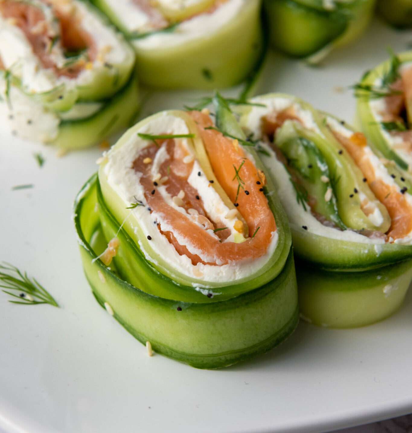 Smoked Salmon And Cream Cheese Cucumber Rolls