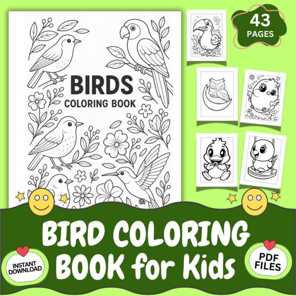 Bird Coloring Book Printable For Kids | 43 Cute Bird Coloring Pages PDF ...
