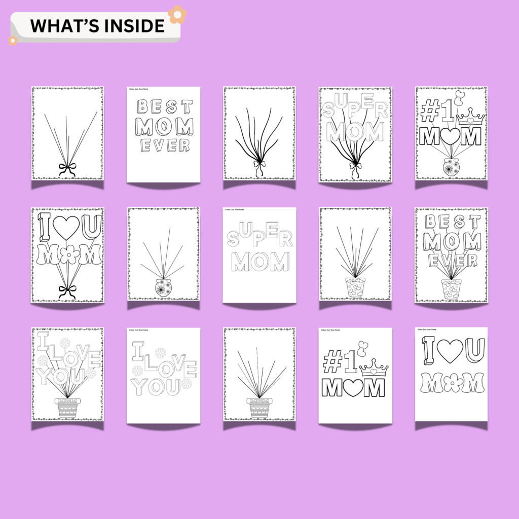 Mother’s Day Cut And Paste Craft Printable PDF For Kids | DIY Coloring ...
