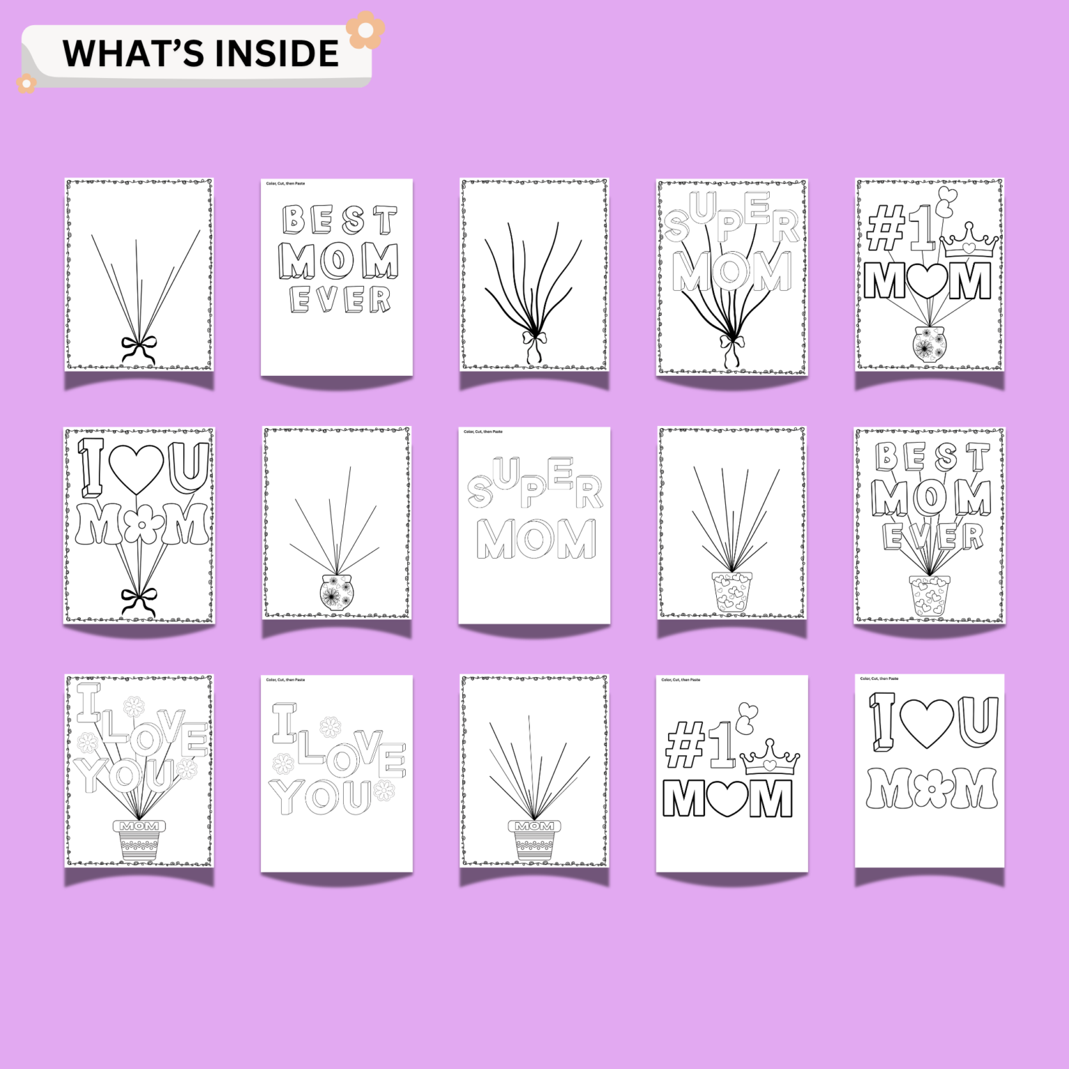 Mother’s Day Cut And Paste Craft Printable PDF For Kids | DIY Coloring ...