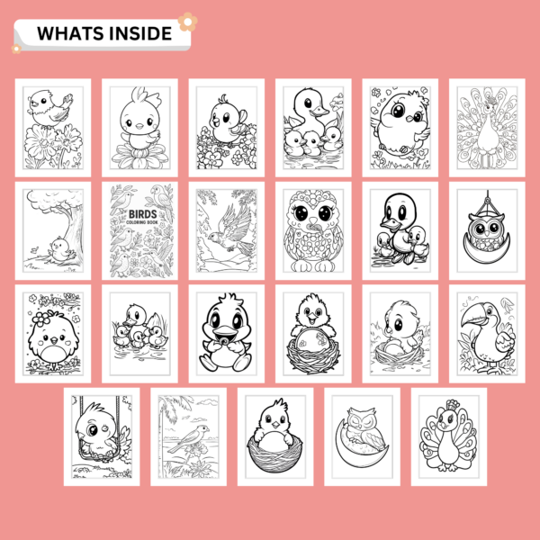 Cute Birds Coloring Pages Printable For Kids | 23 Page Coloring Book ...