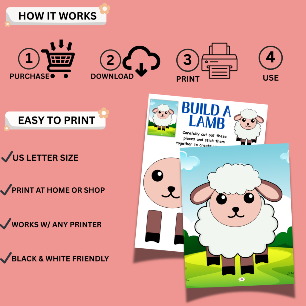 Build A Lamb Craft Printable For Kids | Farm Animal Cut And Paste ...