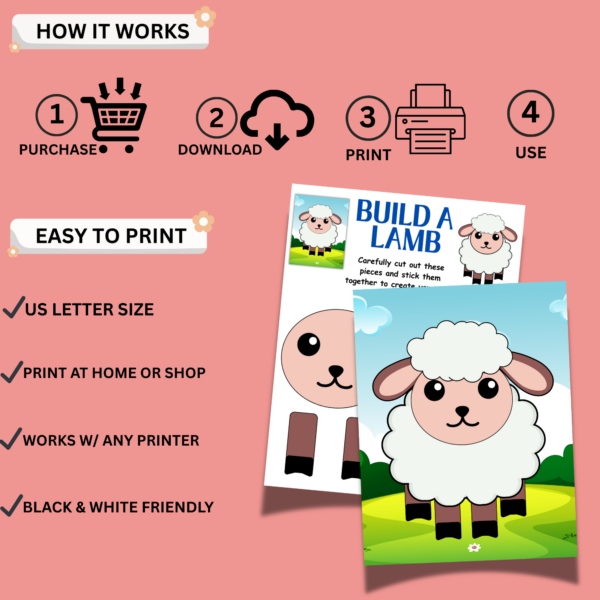 Build A Lamb Craft Printable For Kids | Farm Animal Cut And Paste ...
