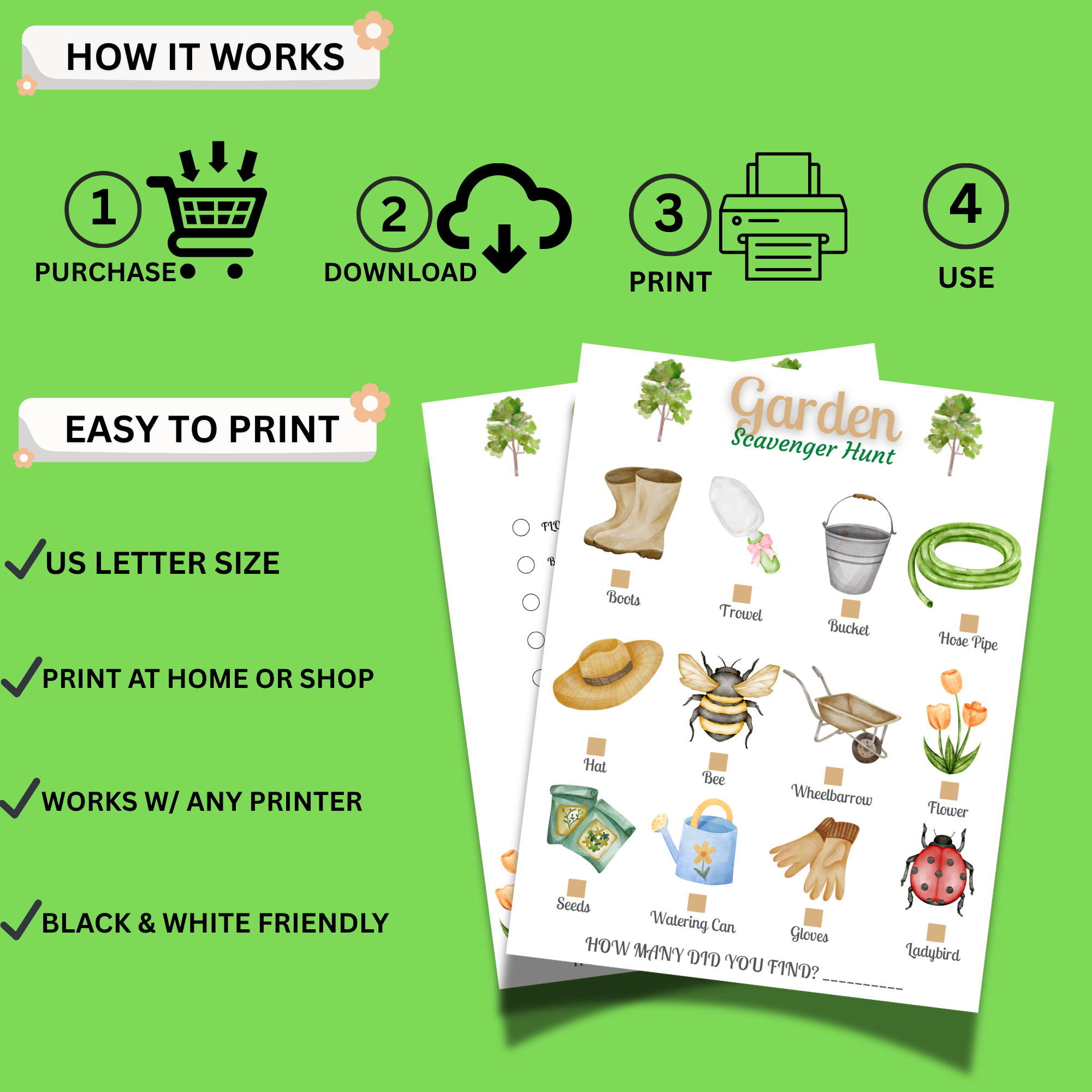 Garden Scavenger Hunt Printable, Kids Outdoor Activity Game PDF ...