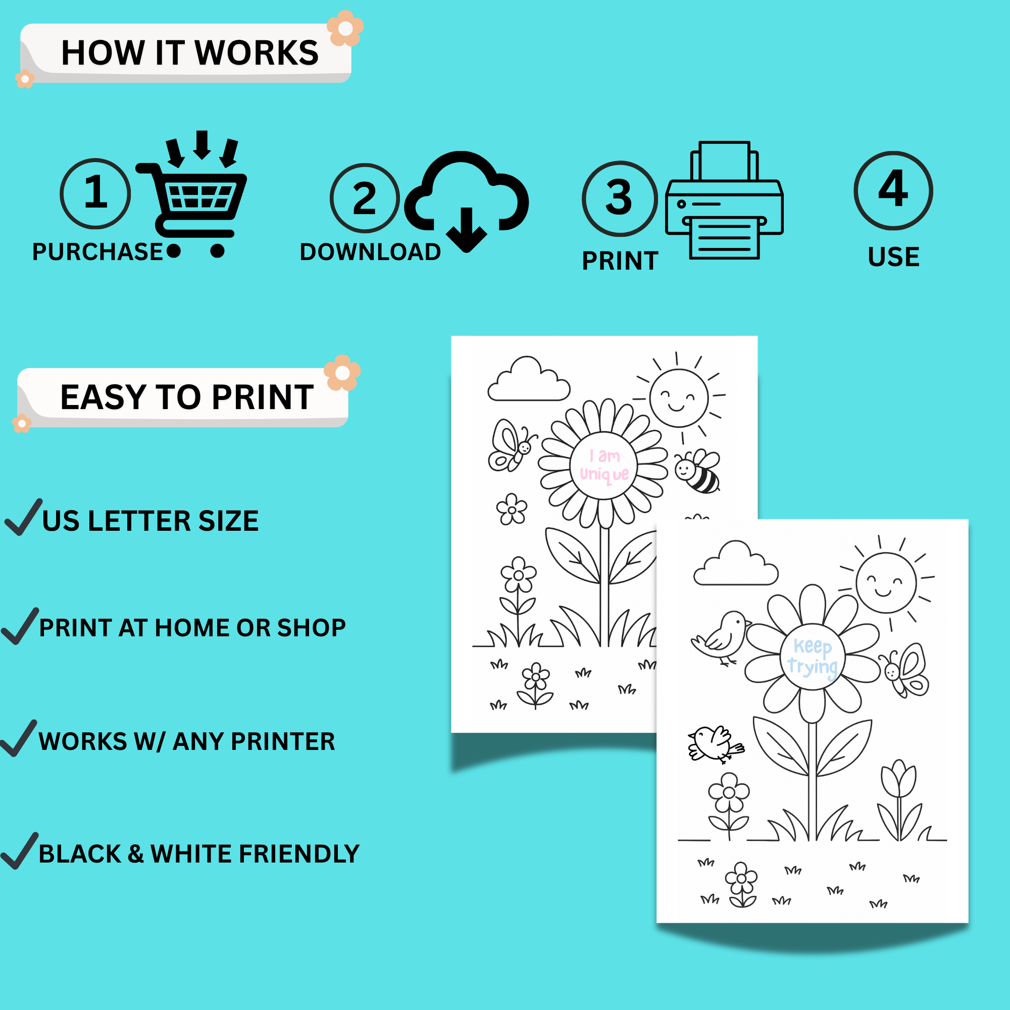 Gratitude Flower Coloring Book For Kids | Positive Affirmations ...