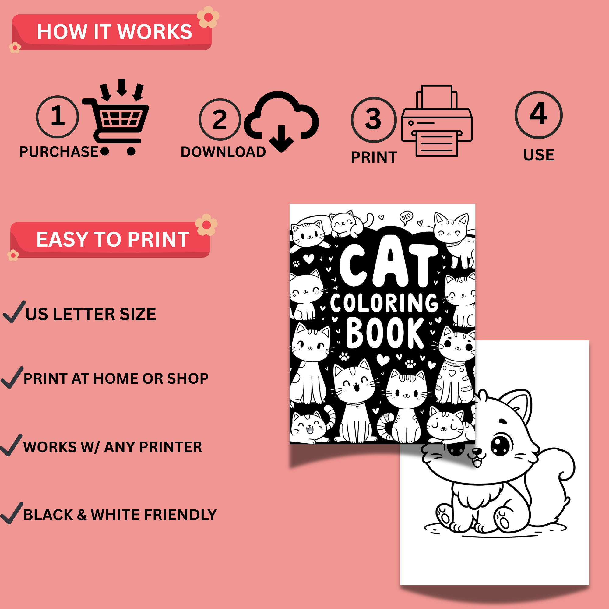 Cat Coloring Pages For Kids – 20 Printable Kitten Coloring Sheets PDF ...