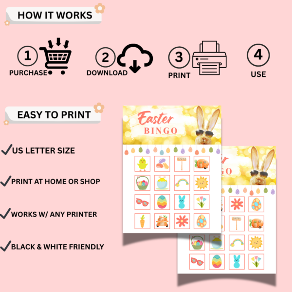 Easter Bingo Printable Game For Kids | Easter Party Activity PDF ...