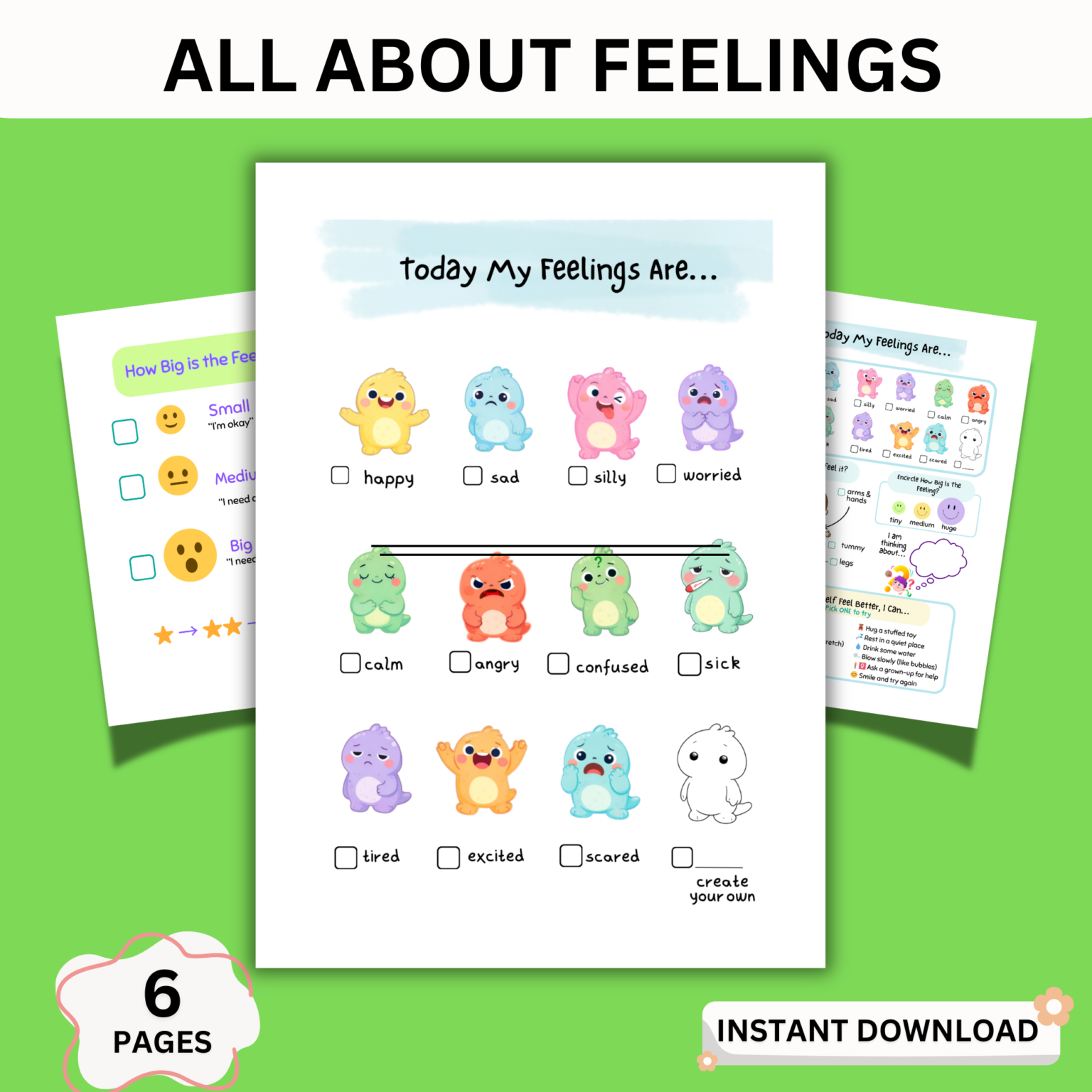 All About My Feelings Worksheet For Kids | Social Emotional Learning ...