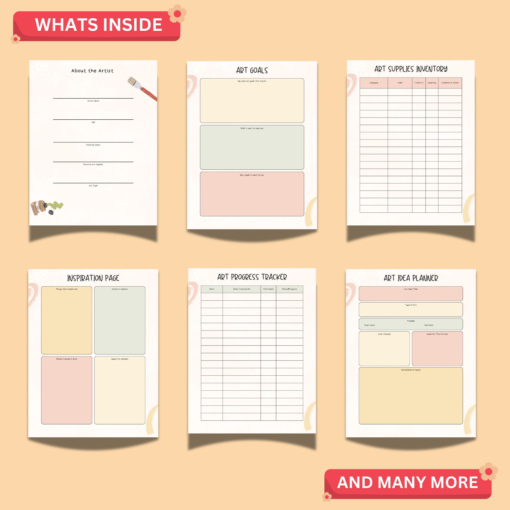 Artist Planner Printable PDF – Creative Art Journal, Sketchbook & Goal ...
