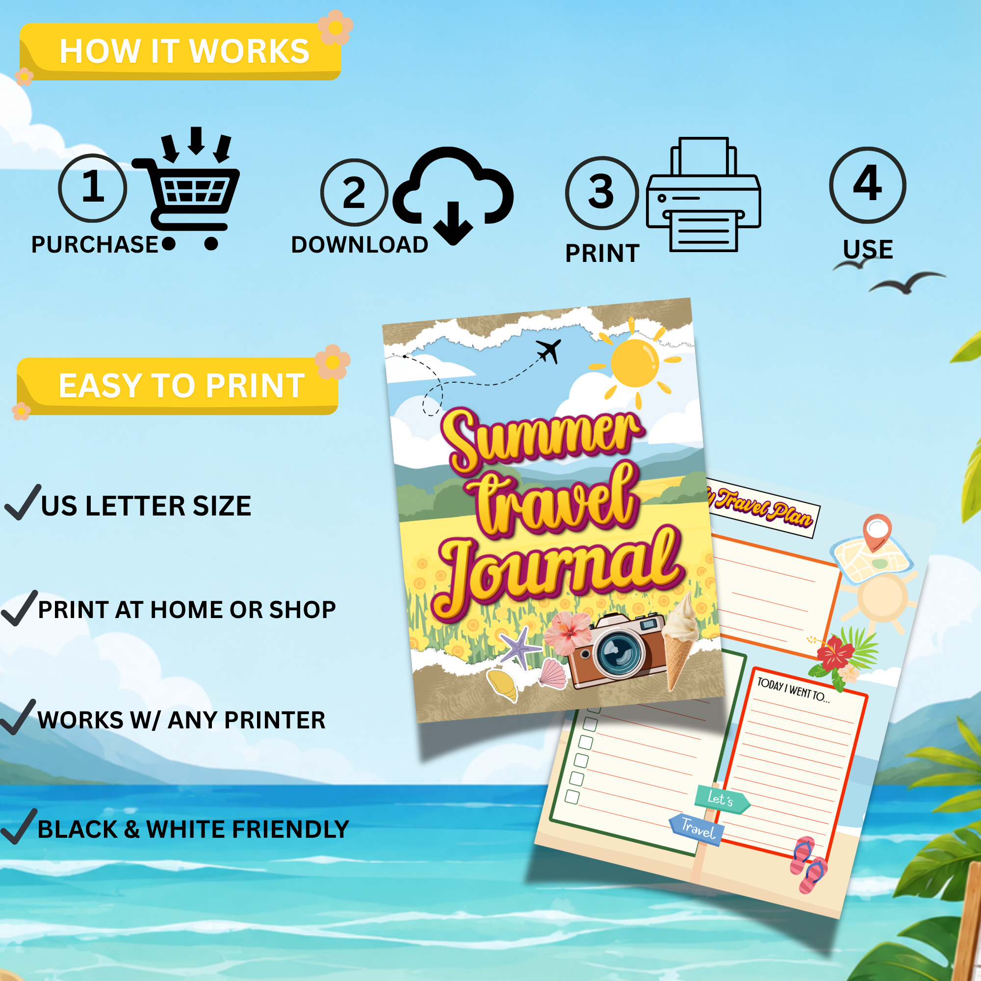 Summer Travel Journal For Kids Printable PDF | Vacation Memory Book ...