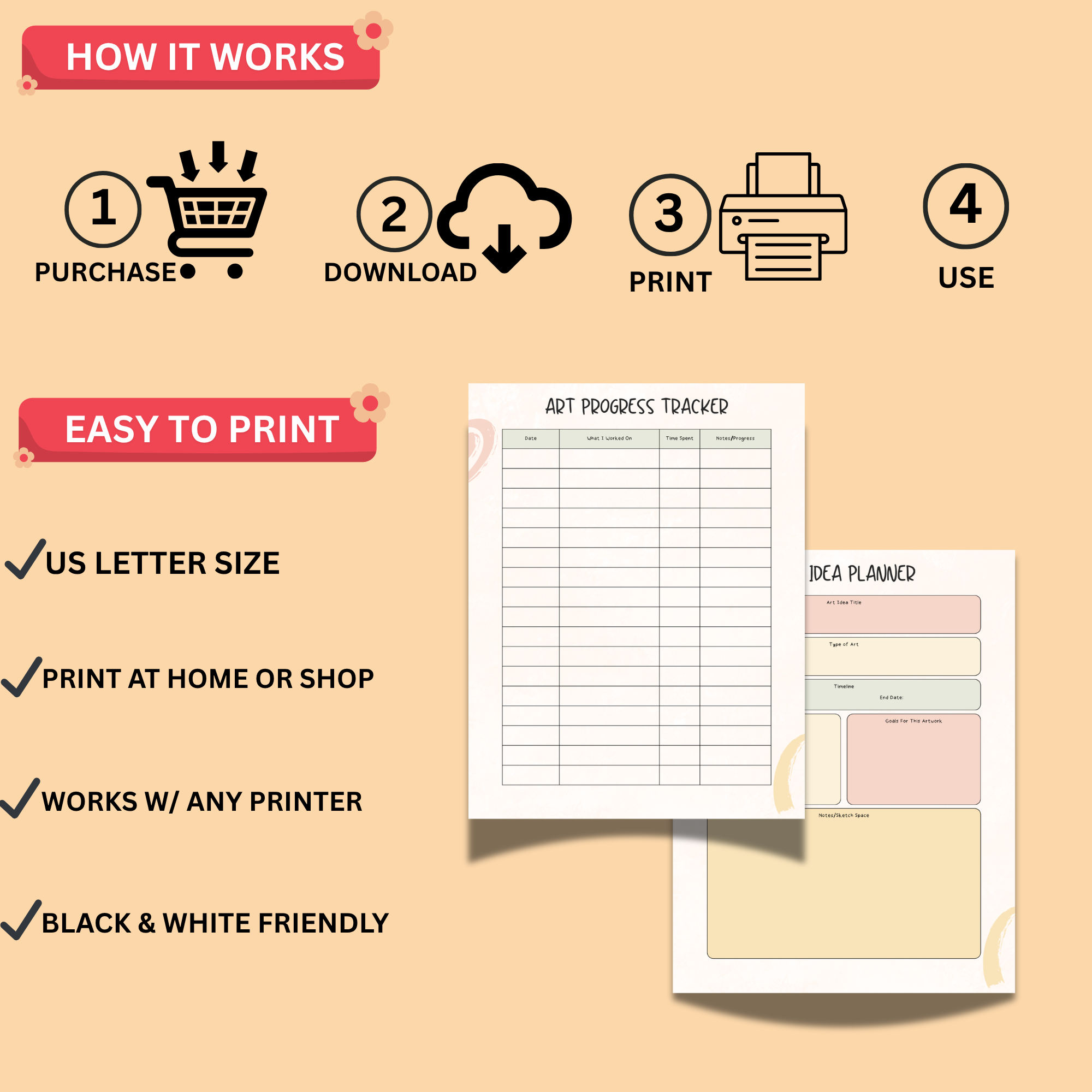 Artist Planner Printable PDF – Creative Art Journal, Sketchbook & Goal ...