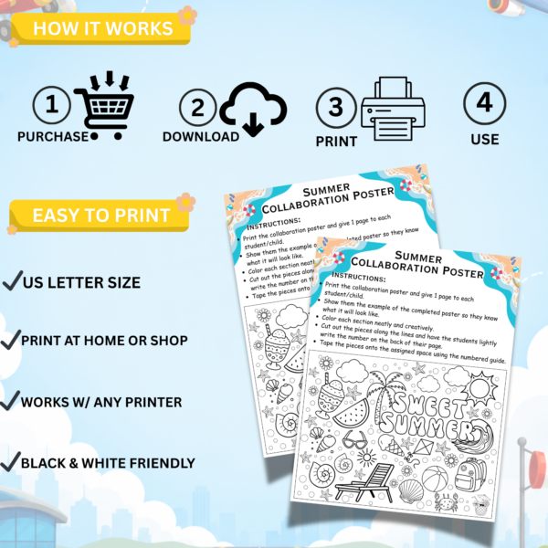 Summer Collaboration Poster Printable PDF For Kids | Classroom Group ...