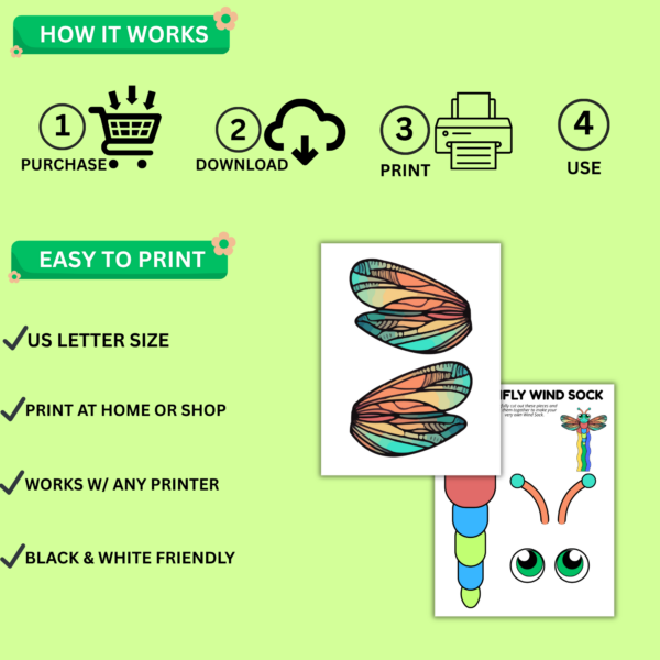 Dragonfly Wind Sock Craft Printable For Kids – DIY Paper Craft Activity ...