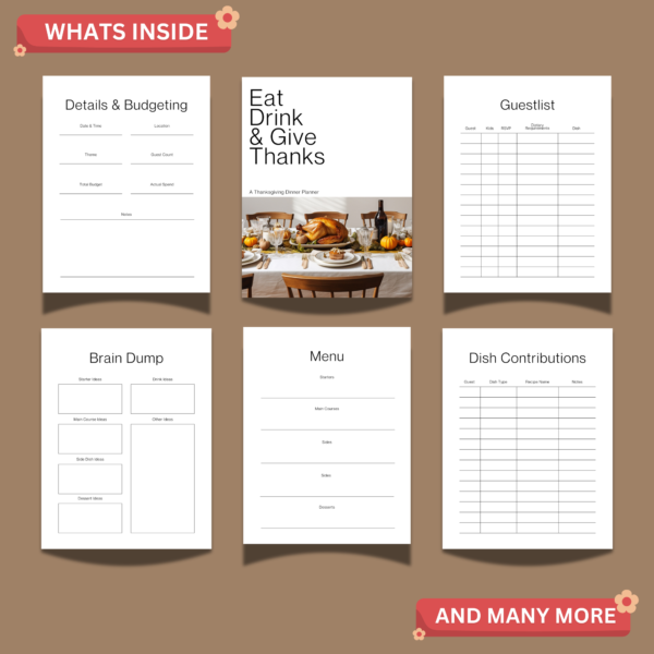 Thanksgiving Dinner Planner Printable | 15-Page Holiday Meal Planning ...